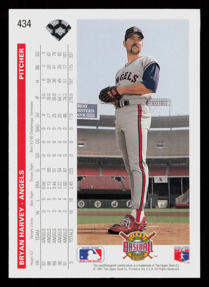 1992 Upper Deck Bryan Harvey #434 California Angels Baseball Card | eBay