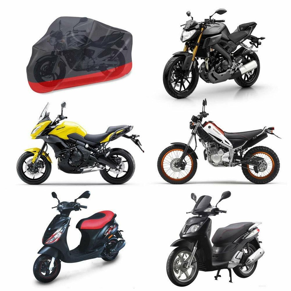 Motorcycle Cover Black Red XXXL Waterproof Bike Outdoor Rain Dust UV ...