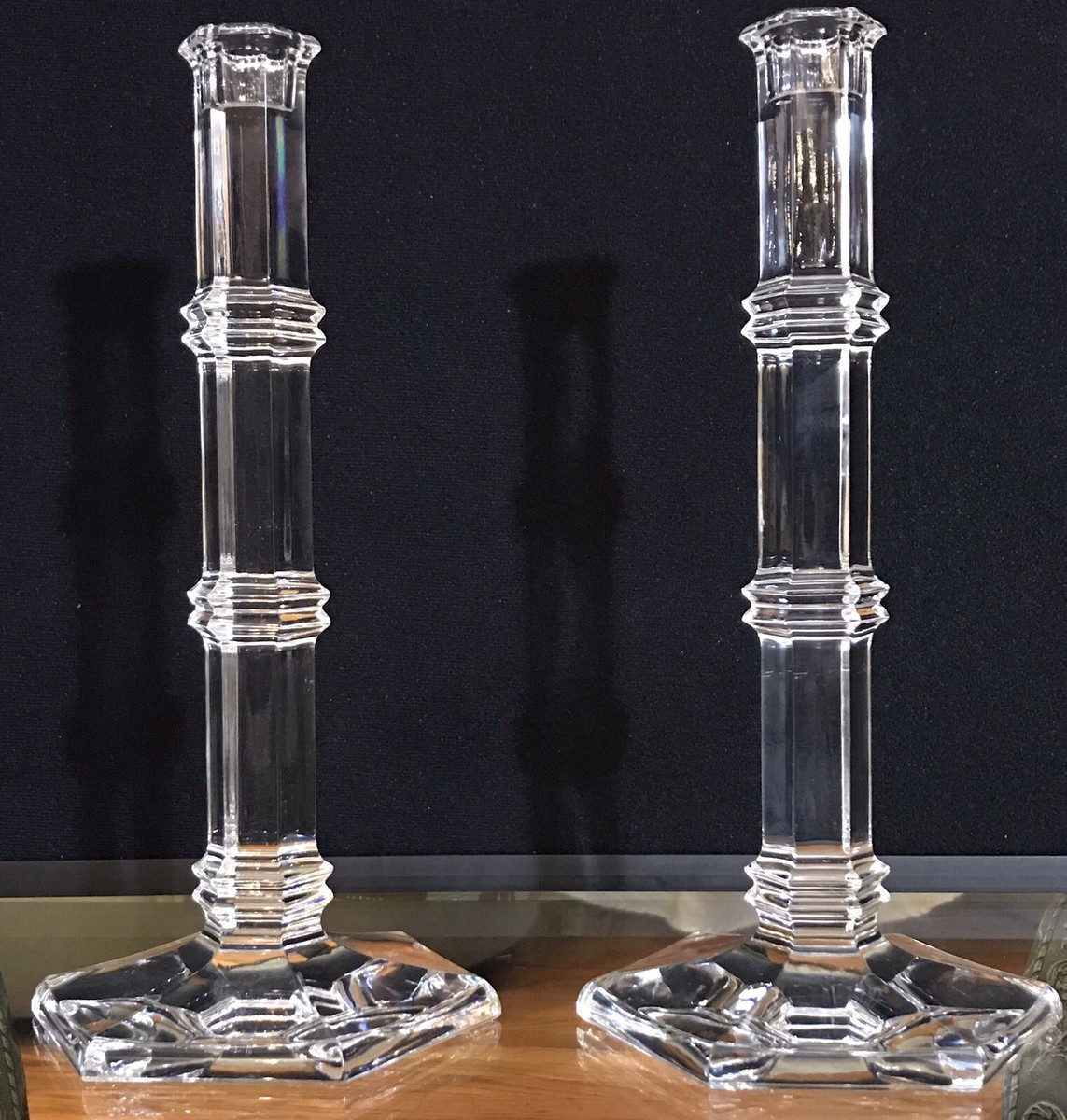 Tiffany Crystal Candle Holders Pair Of Tiffany & Co Crystal