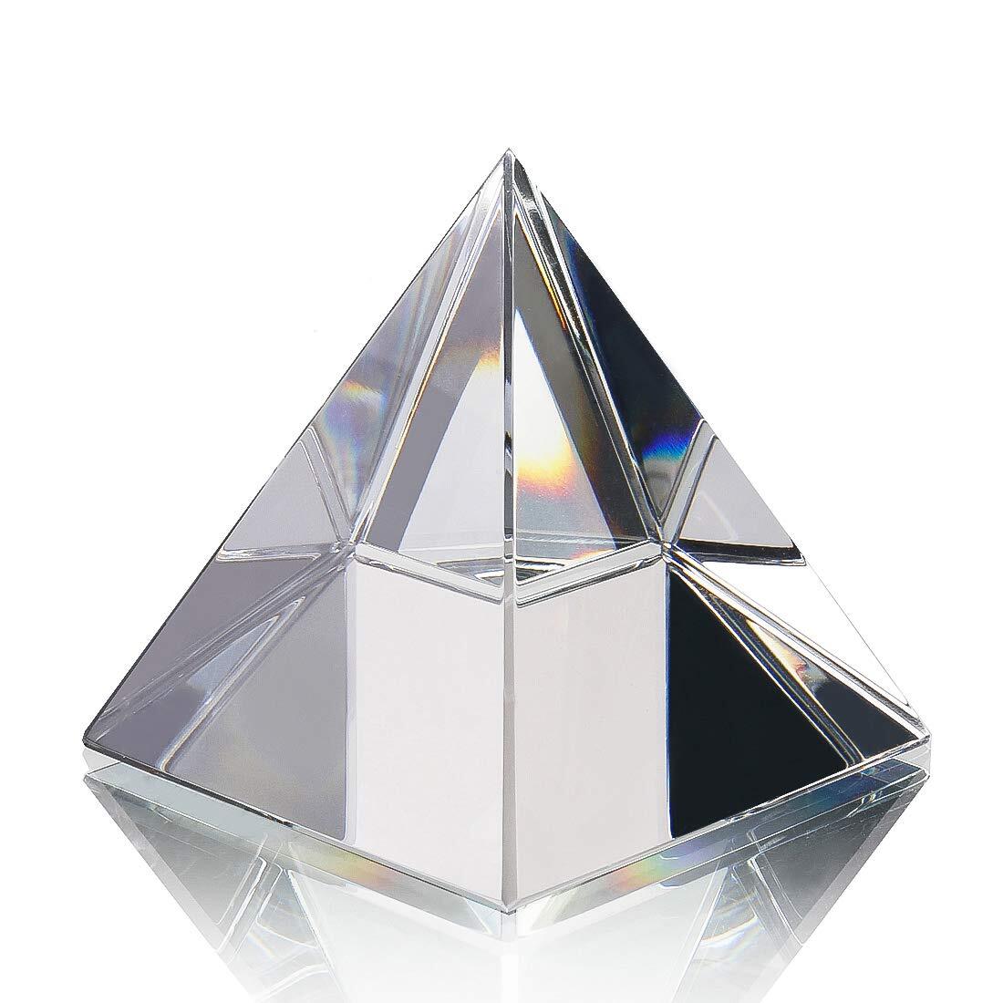 Crystal Pyramid Figurine Collectible Transparent Color Prism Desk ...