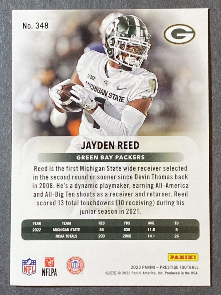 2023 Panini Prestige #348 Jayden Reed Rookie Green Bay Packers RC | eBay