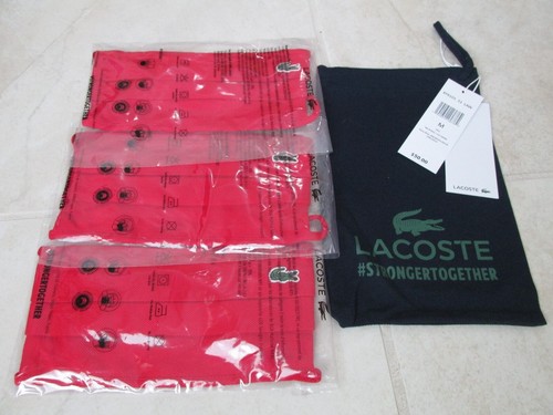 New LACOSTE 3 RED Cotton Face Masks With Navy Blue Pouch Medium RF6101 ...