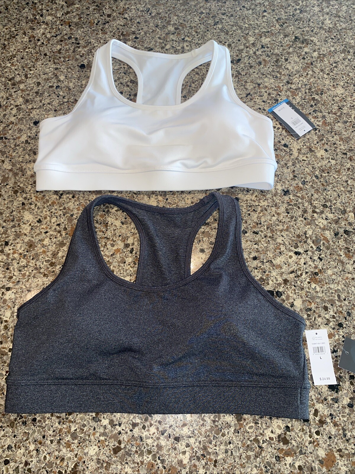 Women's Gap Fit Low Support Bra Size Large Lot Of 2 White Charcoal ...