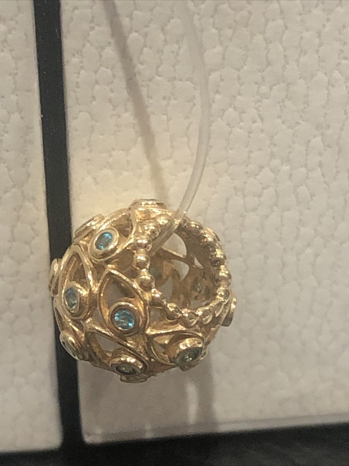 Authentic Pandora Oceans Treasures Charm 14k Gold Topaz 750817TPP | eBay UK
