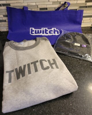 Twitch merch - XL sweatshirt, tote bag, black beanie - ALL ARE BRAND ...