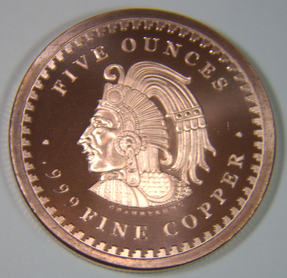 5 oz Aztec Calendar Copper Round .999 Fine Copper Bullion 5 AVDP Ounce ...