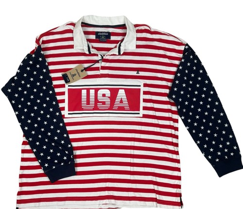 Chubbies Men Legacy Rugby Polo Shirt USA Patriotic Print Red White Blue ...