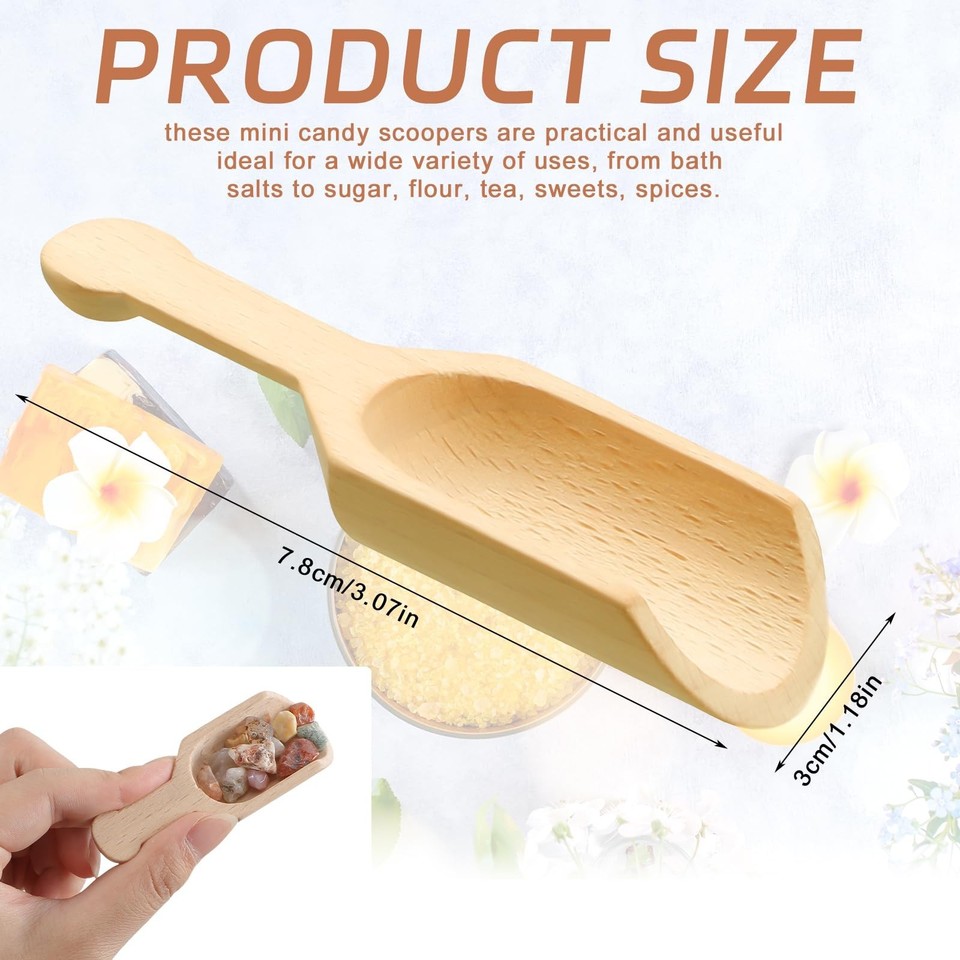 Dandat 100 Pack Mini Wooden Spoons for Jars Small Bath Salt Bamboo ...