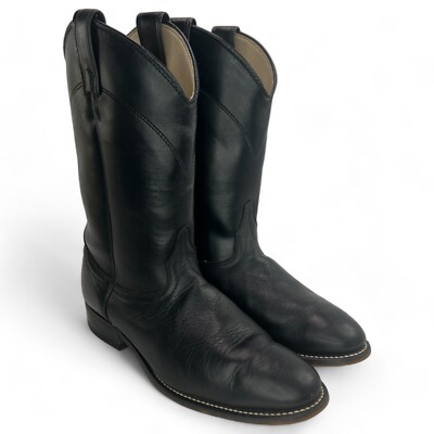 Vintage Laredo by Dan Post 6902 Black Leather Roper Western Cowboy ...