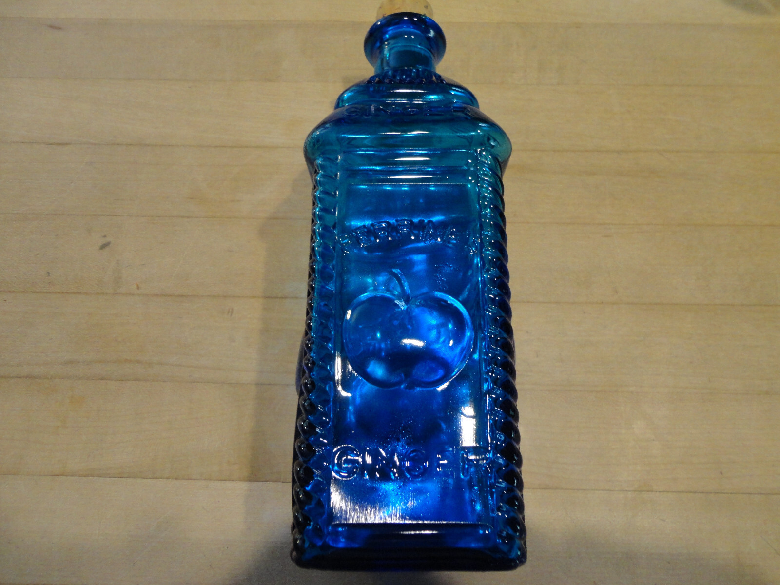 VINTAGE PERRINE`S APPLE GINGER BITTER TURQUOISE BLUE BOTTLE ...