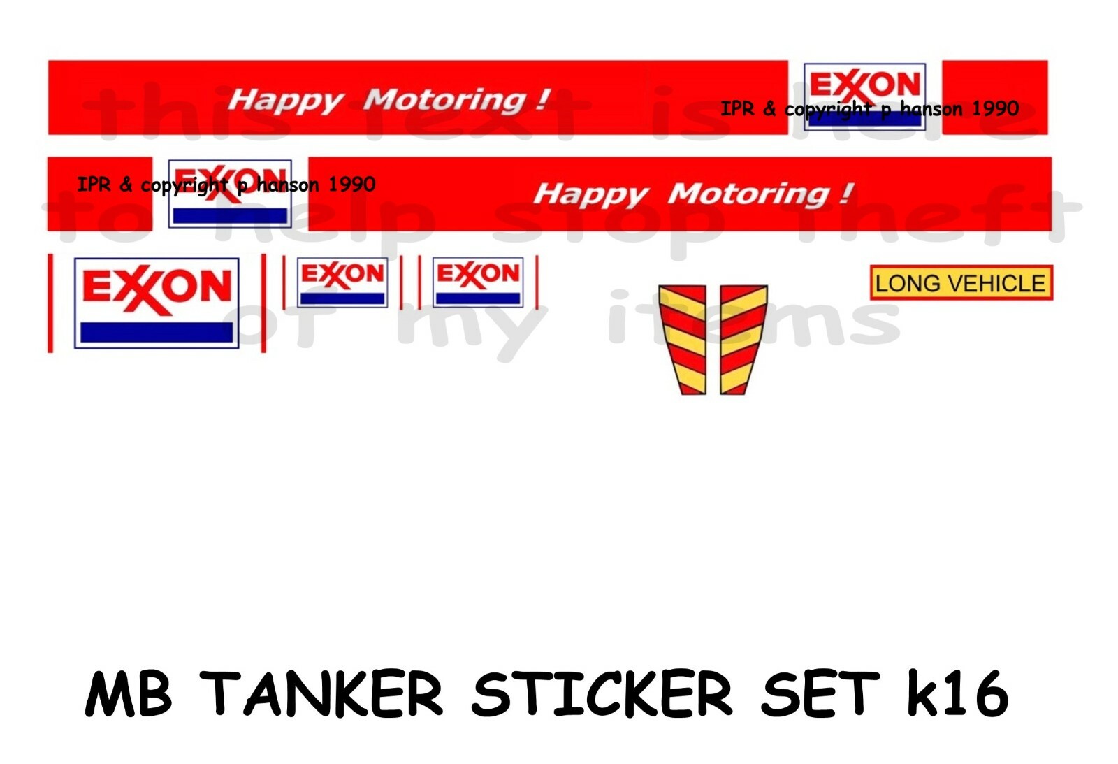 MATCHBOX SUPERKING K-16 EXXON STICKER SET | eBay