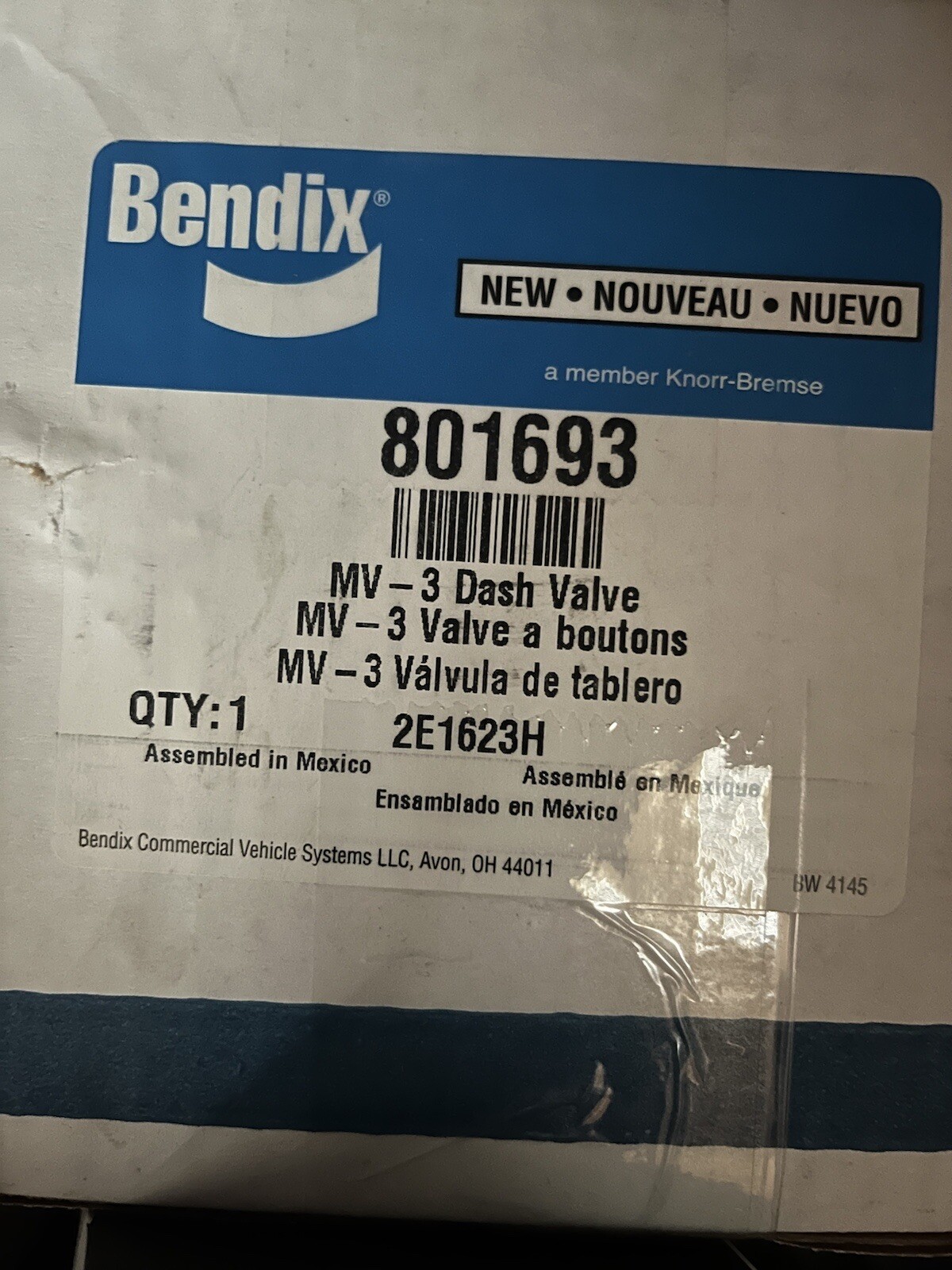 Bendix 801693 Mack Truck 745-801693 MV-3 Dash Control Valve OEM for ...