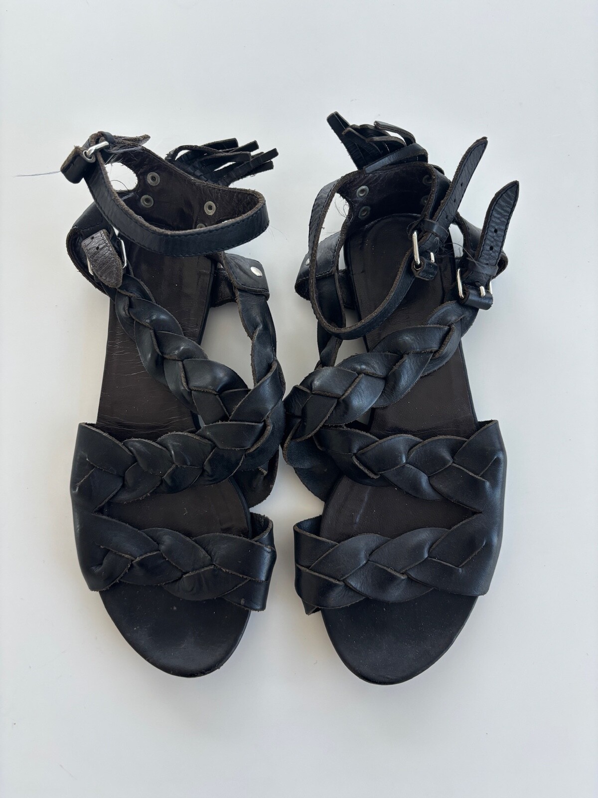 Designer Balenciaga Paris Black Braided Gladiator San… - Gem