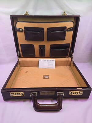 FRANZEN Briefcase Top Grain Leather Briefcase Suede Lined Combo Lock ...