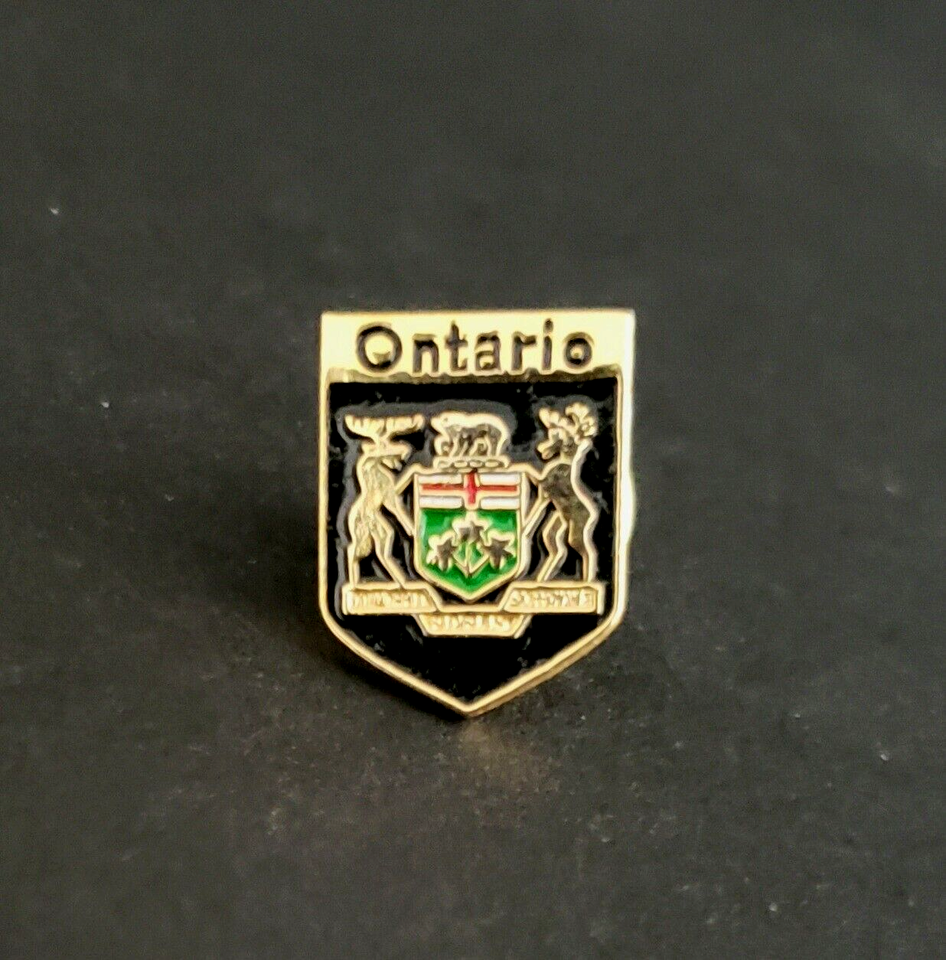 ONTARIO Canada City Crest Shield PIN Lapel Hat Tie Tack~Gold tone NEW ...