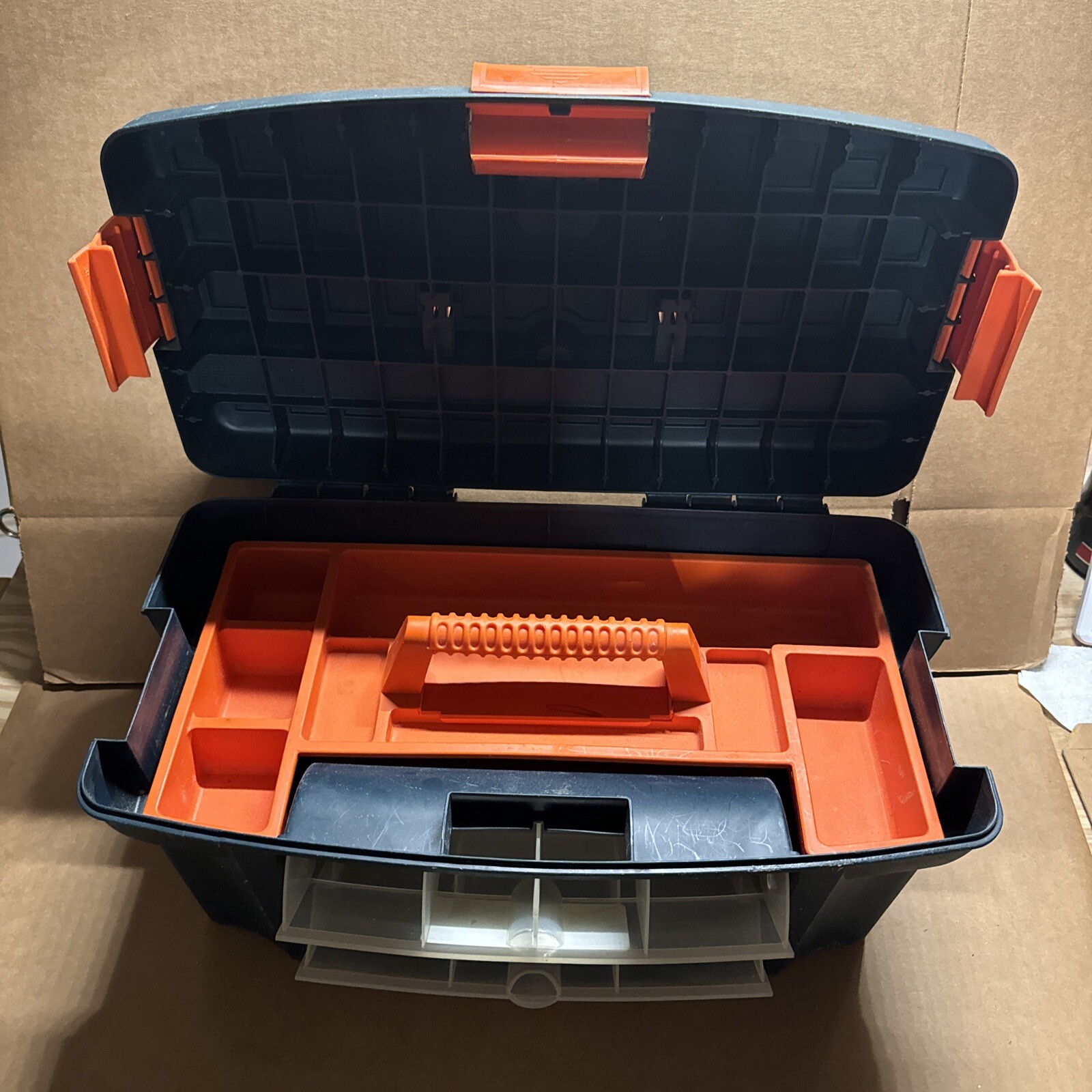 Large Heavy Duty Zap Locking Tool Box Orange/Blue | eBay