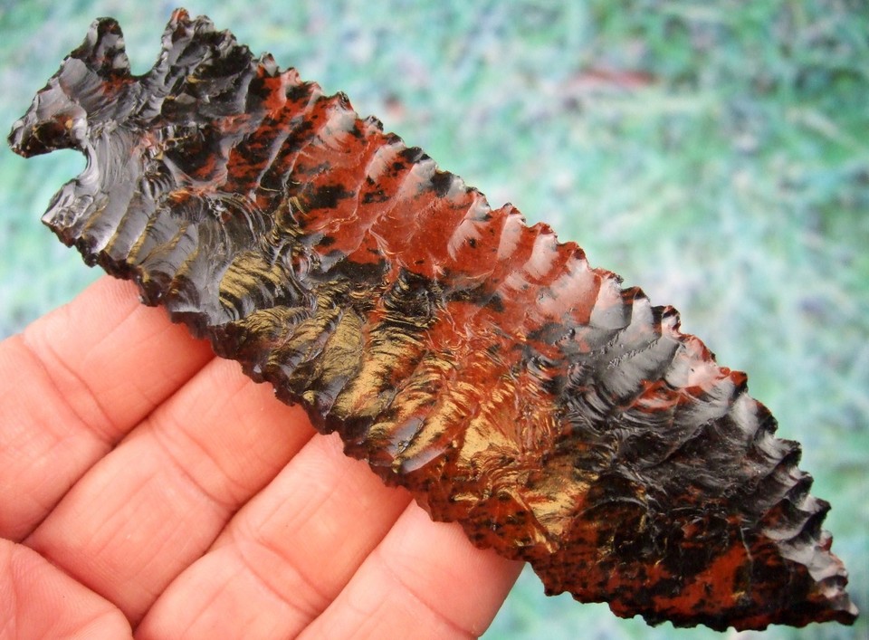 Super Fine 5 1/8 Nevada Mahogany Obsidian Elko Corner Notch Point COA ...