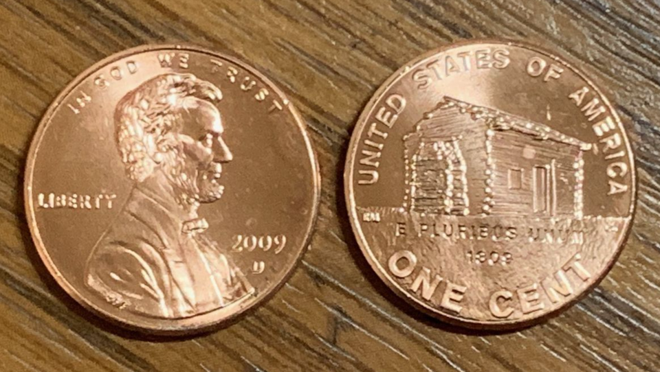 Two 2009 D Lincoln Bicentennial Cent Birthplace Log Cabin Brilliant ...