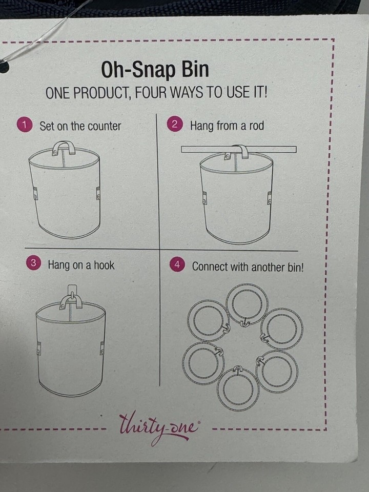 Thirty One 31 Oh Snap Bin Navy Cross Pop Organizing Bin NEW | eBay