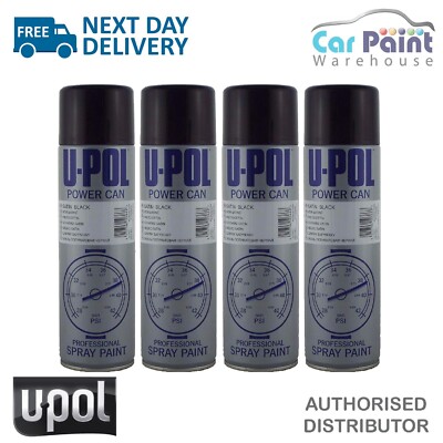 4 x U-POL Power Can Satin Black 500ml Aerosol Spray Cans UPOL Powercan ...