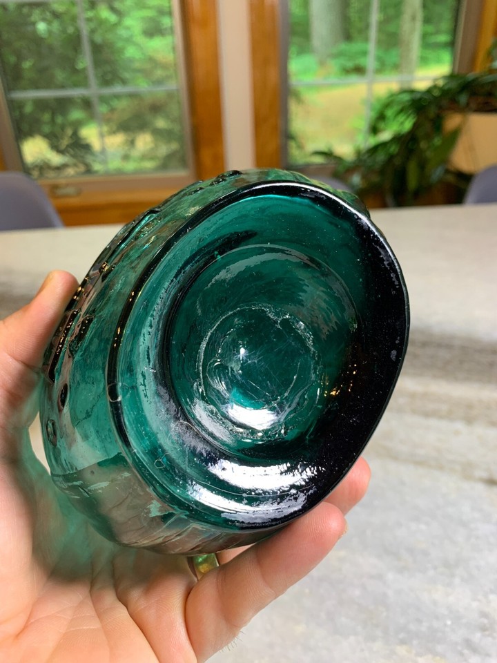 JENNY LIND Fislerville Glass Works Open Pontil Applied Top Bottle 1930s ...