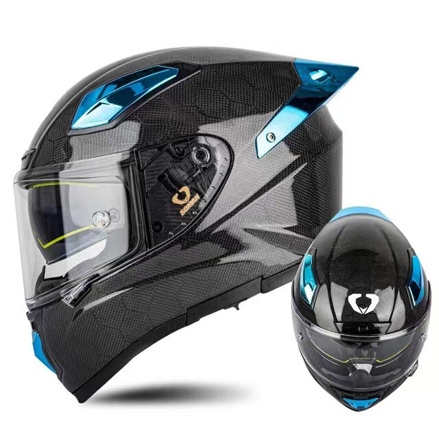 Carbon Fiber Motorcycle Helmet Full Face Lightweight Helmets Double ...