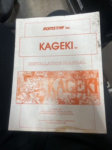 Romstar KAGEKI Arcade Video Game Manual - good used original | eBay