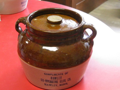 VINTAGE RED WING STONEWARE BEAN POT HAWLEY CO-OPERATIVE ELEV. CO ...