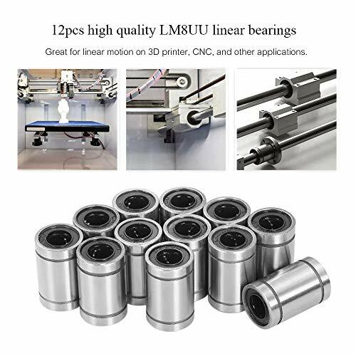 12 Pcs Lm8uu Linear Ball Bearings 8mm Bore Dia 15mm OD 24mm Length With ...