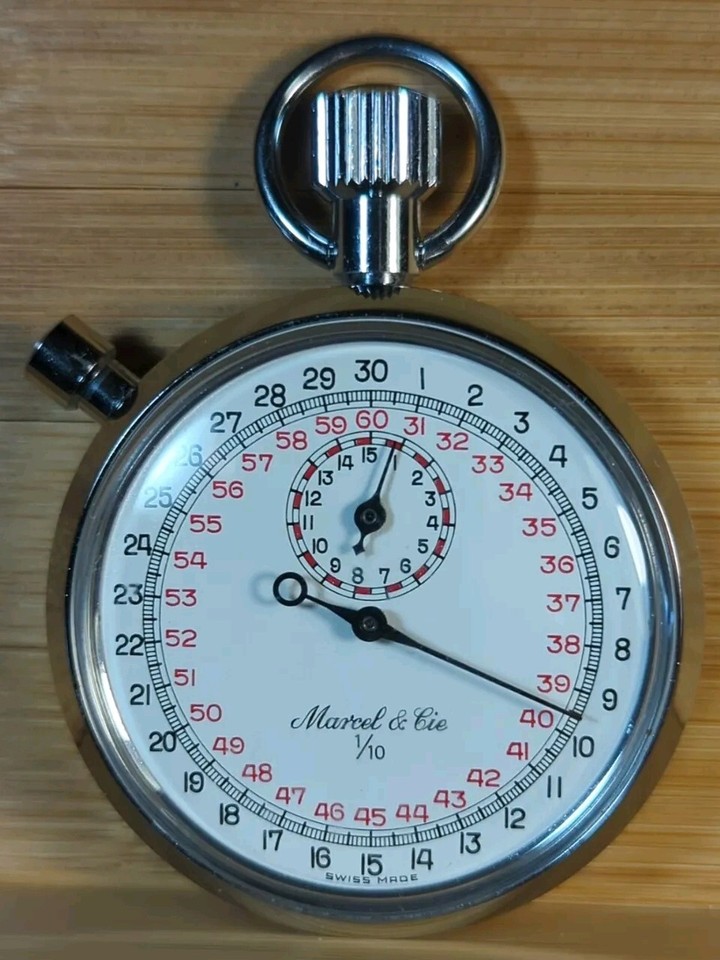 VINTAGE MARCEL & CIE POCKET TIMER SWISS STOP WATCH 1 JEWEL 1/10 ...