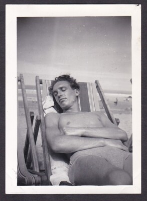 Handsome Man In Trunks Sleeping In Deckchair Muscular Physique Gay Int ...