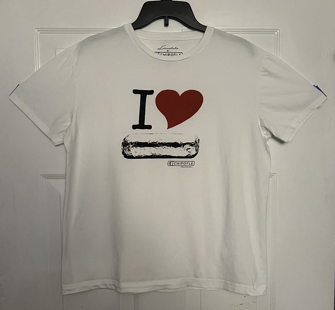 Loomstate Chipotle I Love Burritos Graphic White T-Shirt Size Medium ...
