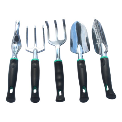 Garden Tools Set,5 Pcs Gardening Tools Cast Aluminum with Soft ...