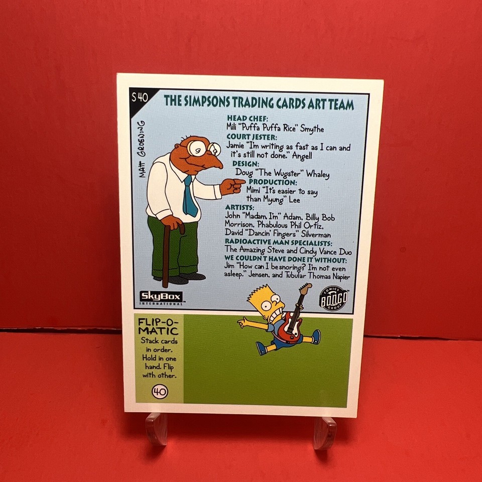 1994 SkyBox Bongo Comics Simpsons Series 2 Characters Checklist #S40 NM ...