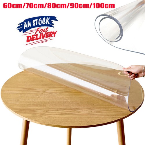 Round Extra 2MM Thick Clear PVC Tablecloth Protector Heat Resistant ...
