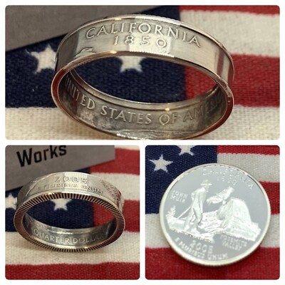 California CA SILVER state Quarter Coin Ring | eBay