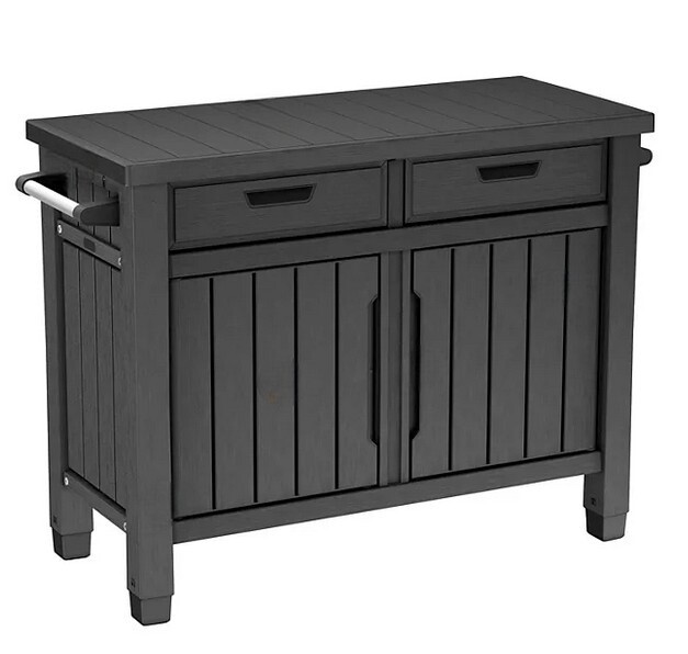 Keter Outdoor Grill Table, Buffet, Entertainment and Storage Cabinet w ...