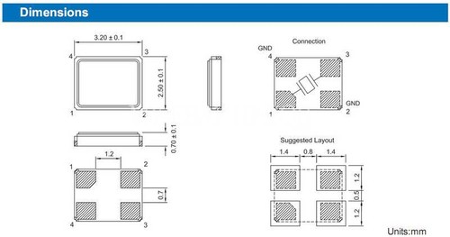 5PCS 32M 32MHz 32.000M 32.000MHz Passive Quartz Crystal 3225 3.2mm*2 ...