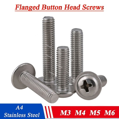 M3 M4 M5 M6 Flanged Button Head Screws A4 Stainless Marine Grade ...