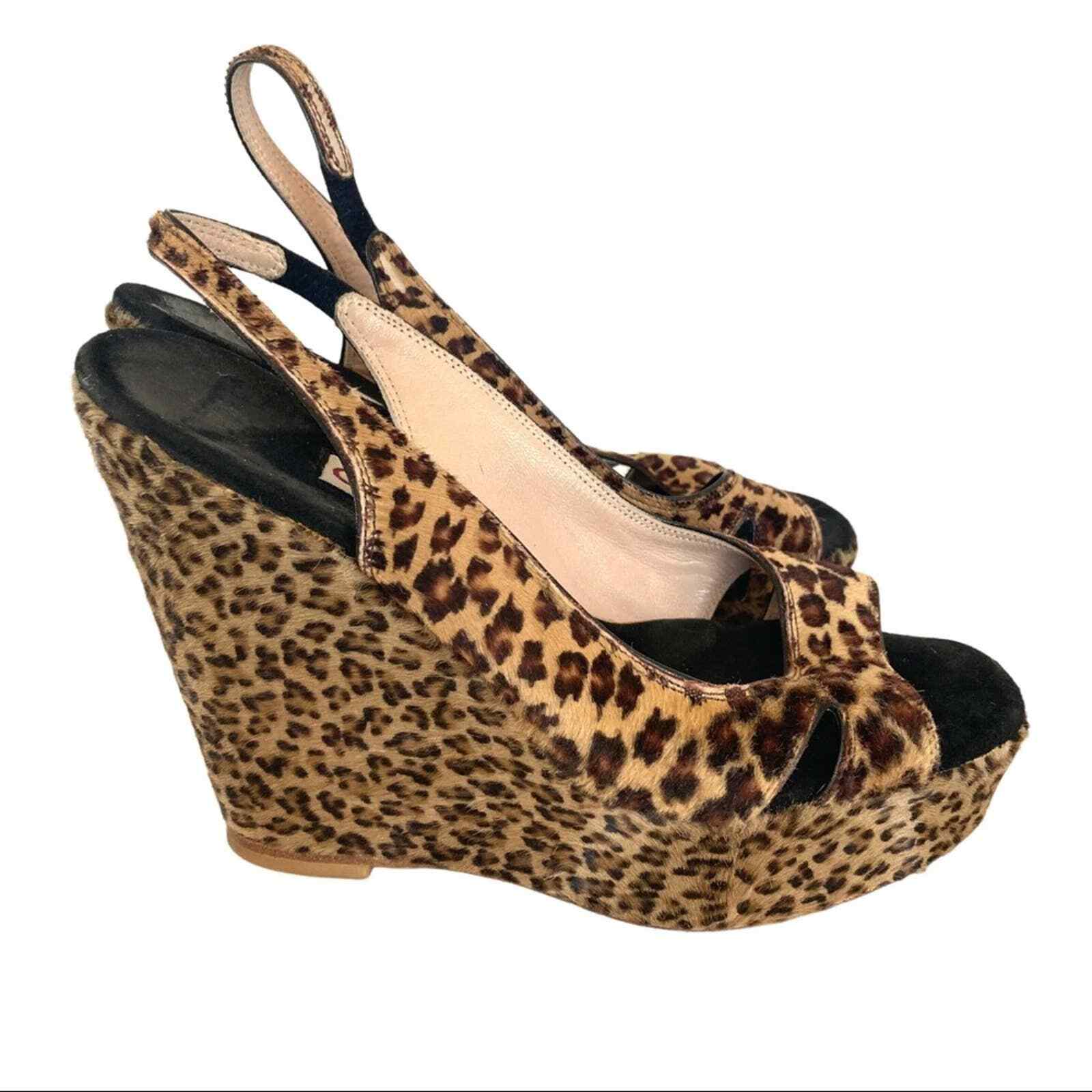 Vintage L'Autre Chose Platform Wedge Leopard Ponyhair… - Gem