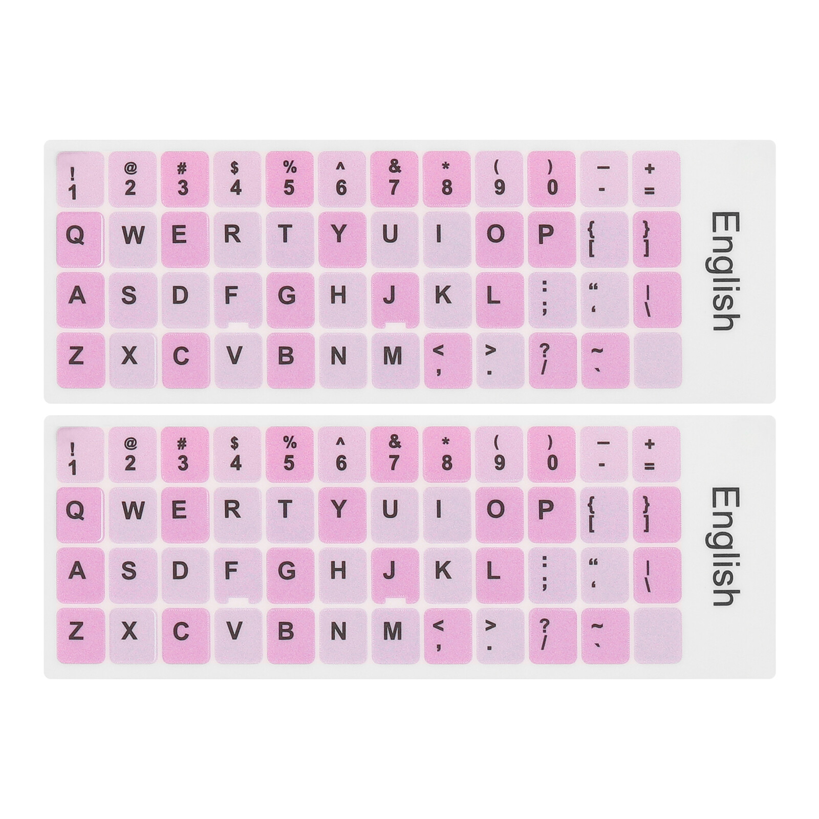 Universal English Keyboard Stickers Pink Background W Black Lettering ...