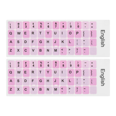 Universal English Keyboard Stickers Pink Background W Black Lettering ...