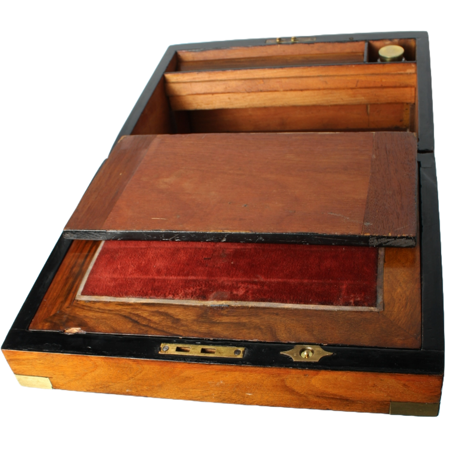 Antique Wooden Writing Box | Brass Details and Inscription | 1899 ...