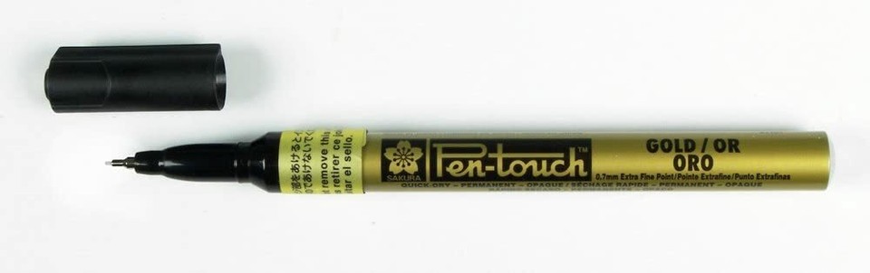 41101 Sakura Pen-Touch Paint Marker, Extra Fine 0.7mm, Metallic Gold ...
