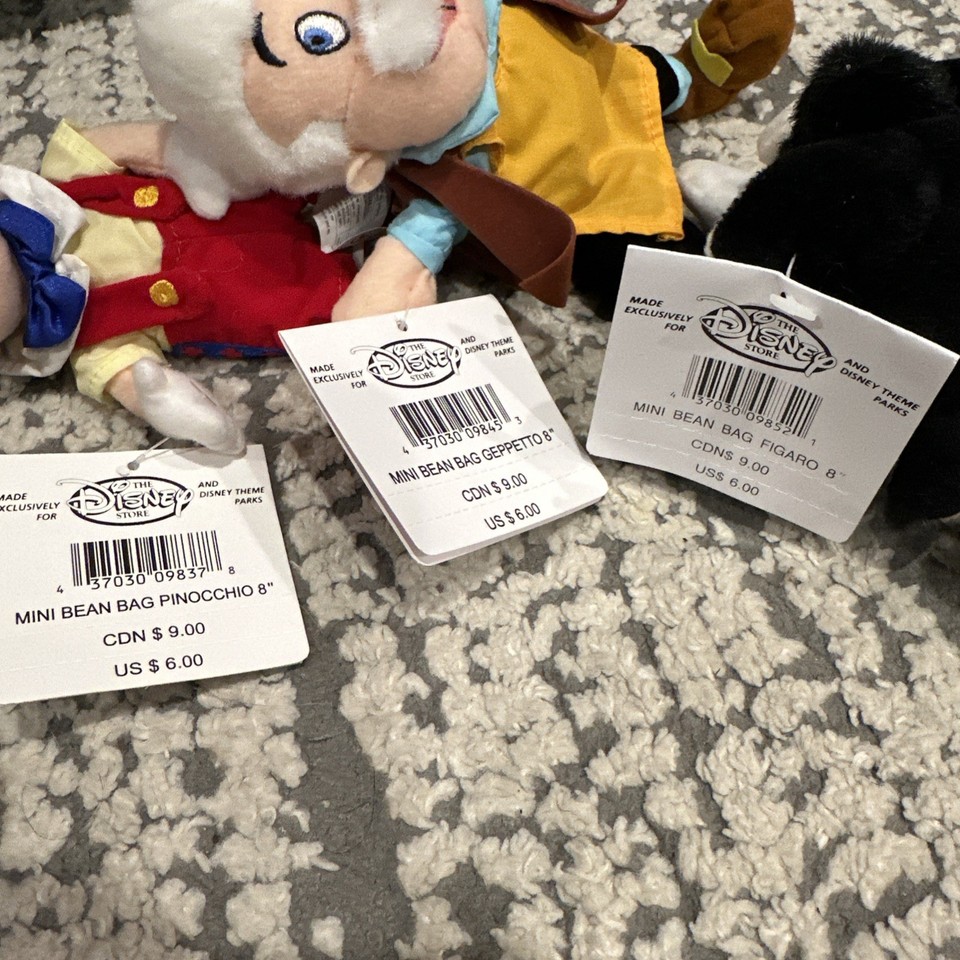 Lot Of 3 The Disney Store Mini Bean Bag Pinocchio Characters Plush Toys ...