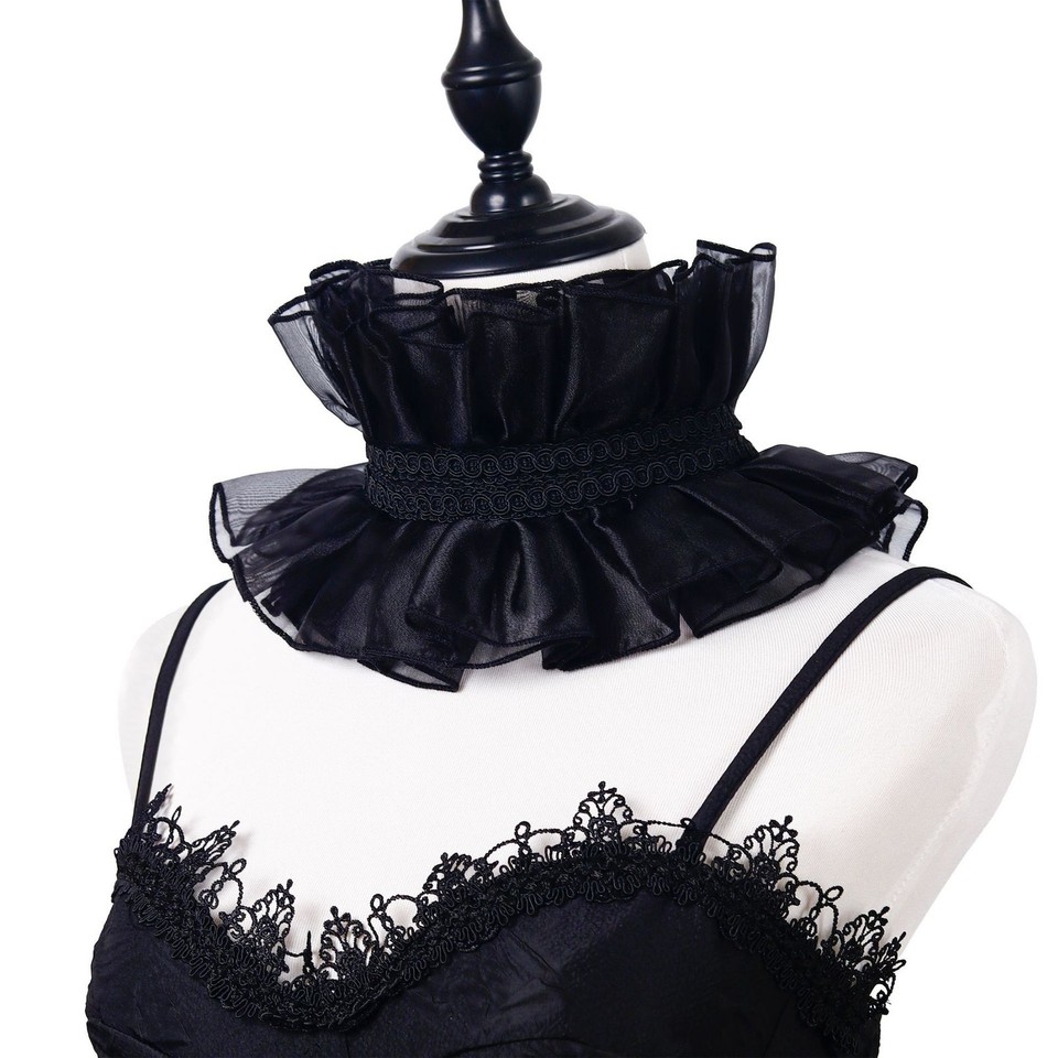 Halloween Ruff Collar Multi-layer Neck Ruff Victorian Edwardian Ruffle ...