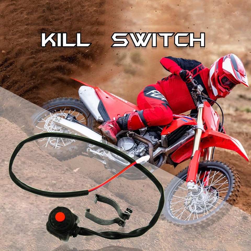 Handlebar Engine Kill Switch Universal Motorcycle ATV UTV, Red Button ...