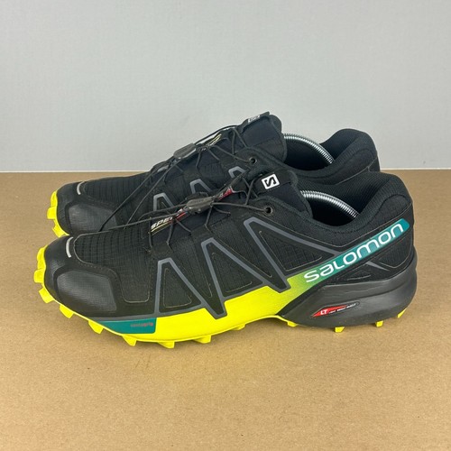 Salomon Speedcross 4 Trail Running Shoes Mens 11 Black Yellow Toggle ...