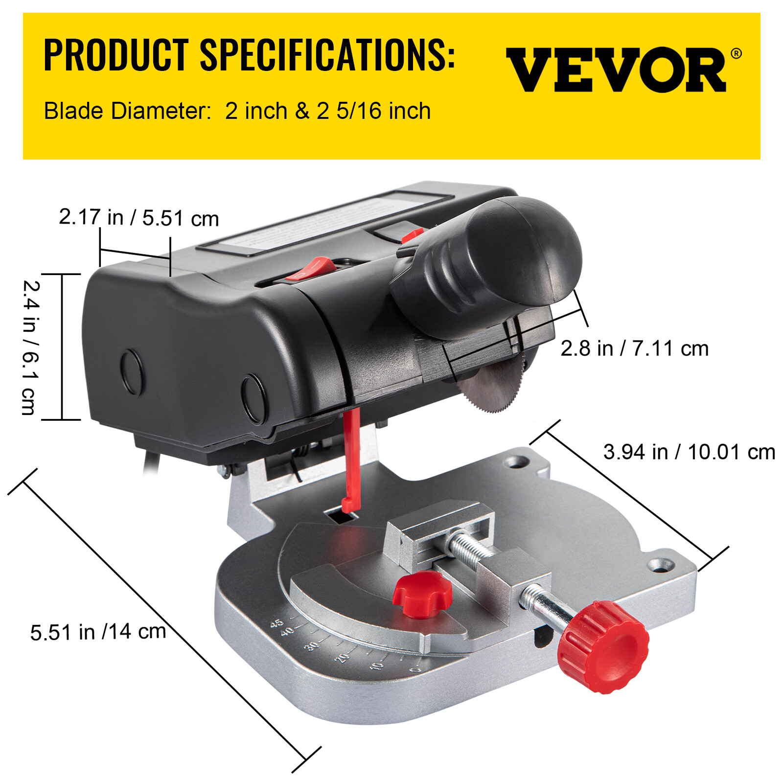 VEVOR Mini Miter Cut-offChop Saw Mini Miter Saw Benchtop w/ 2-5/16 ...