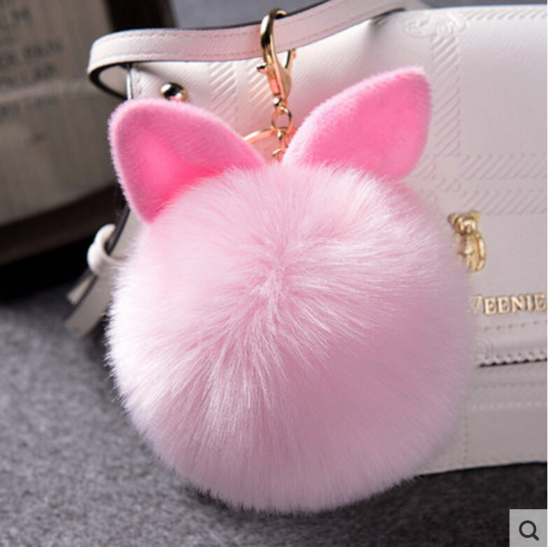 Rabbit Fur Ball/Rabbit Ear PomPom Cell Phone Car Pendant Handbag Key ...